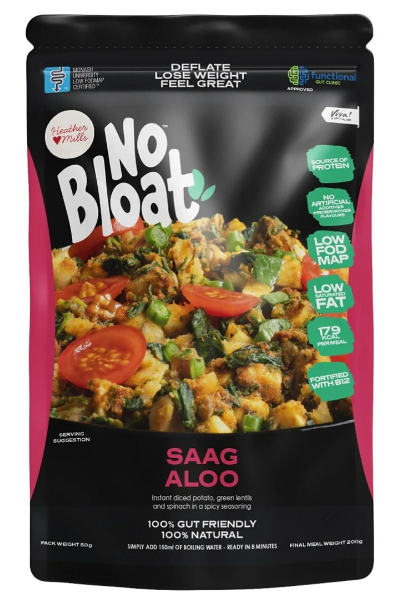 NO BLOAT Instant Meal - spicy Saag Aloo (50g dehydrated) – FODMarket Ltd