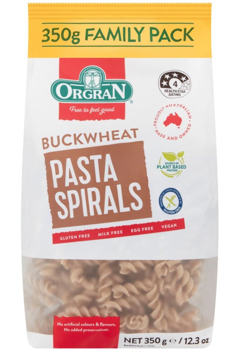 ORGRAN Buckwheat Pasta Spirals FAMILY SIZE (350g) – FODMarket Ltd